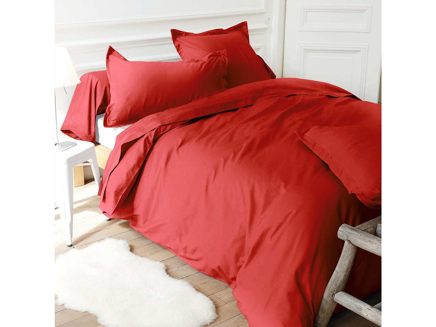 Drap housse uni 160x190 cm coton ALTO orange Baie de Goji