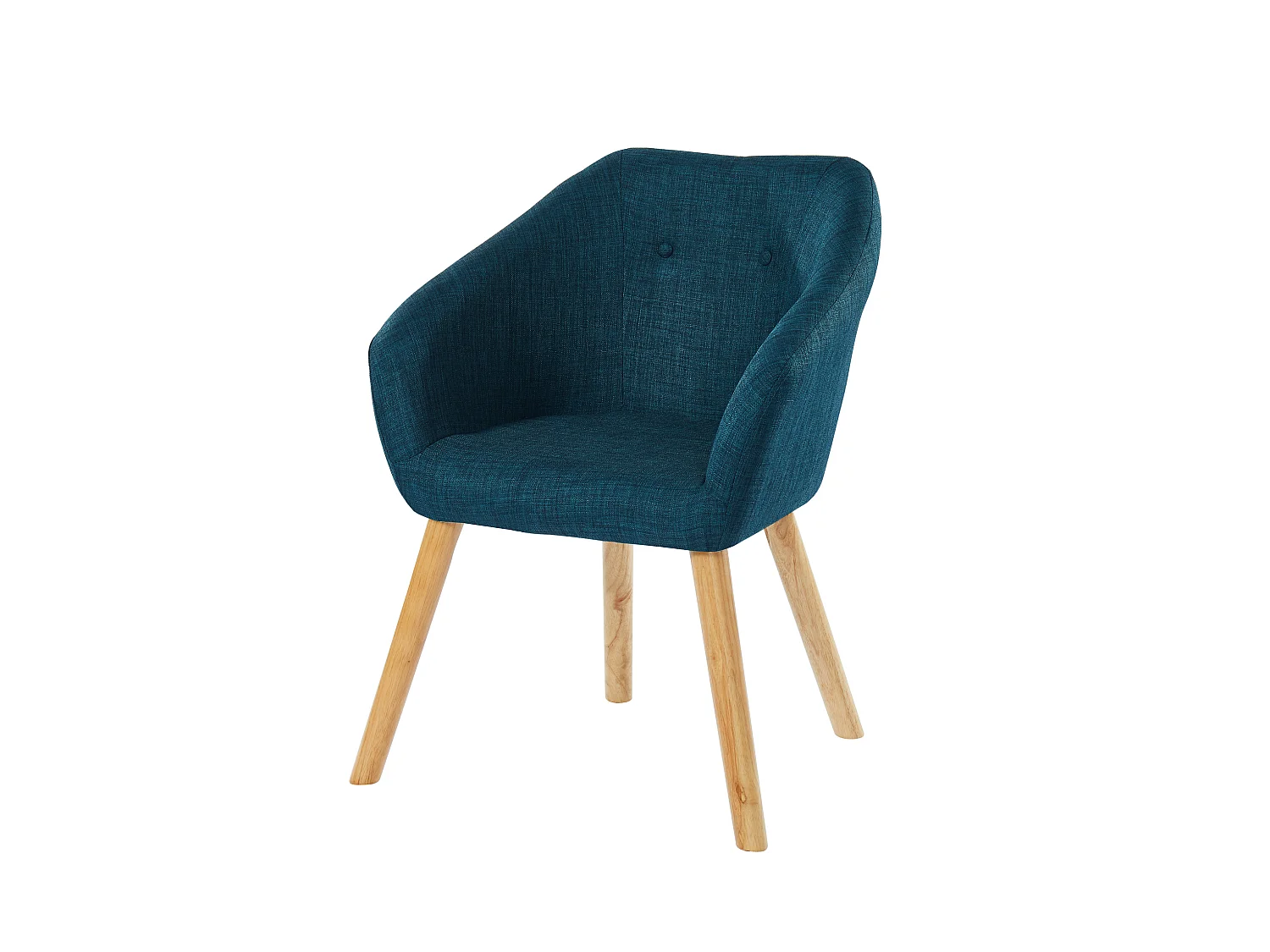 Fauteuil HILDA en tissu bleu avec pieds en bois