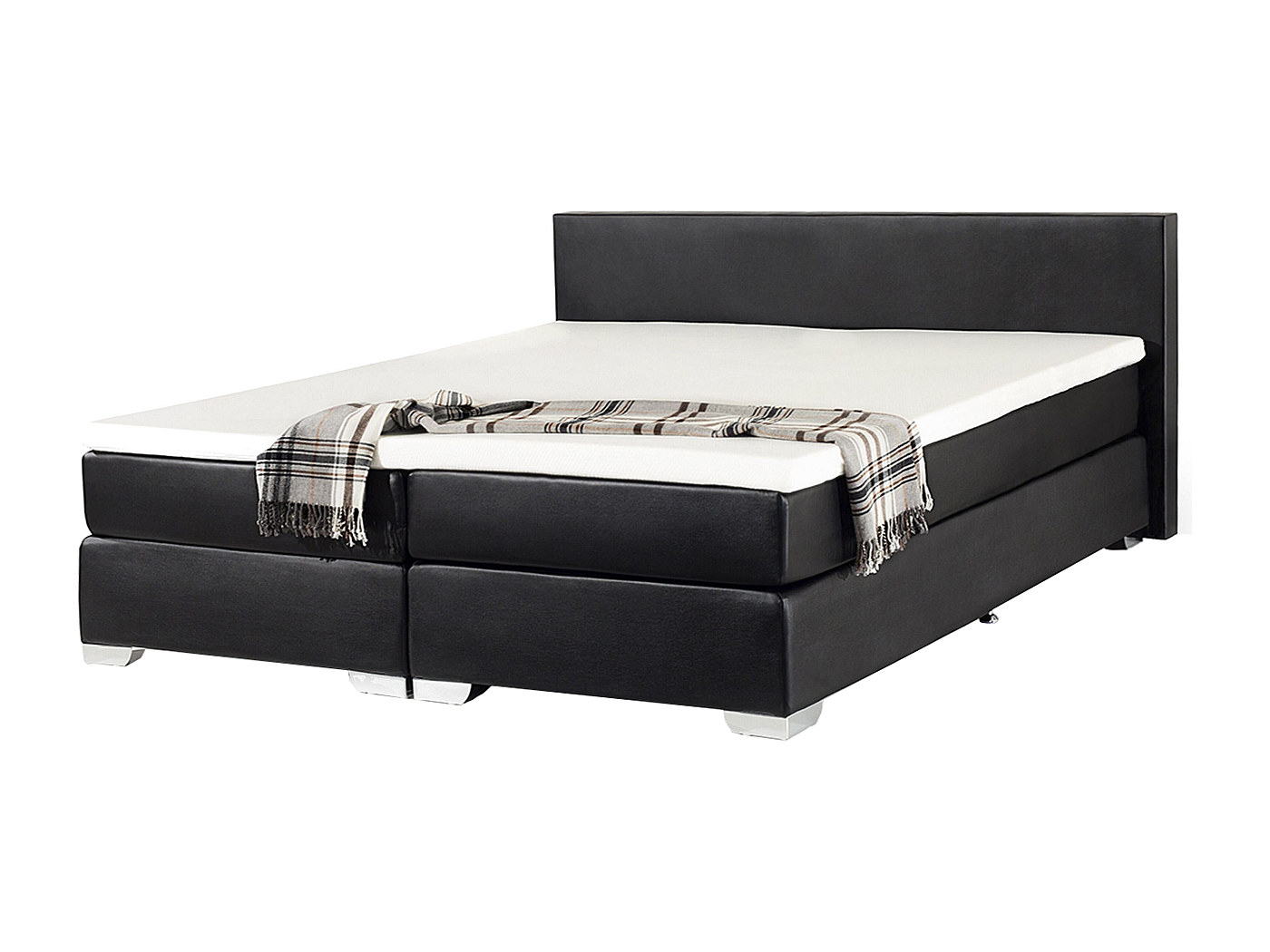 Lit boxspring en cuir PU noir 180x200 cm PRESIDENT