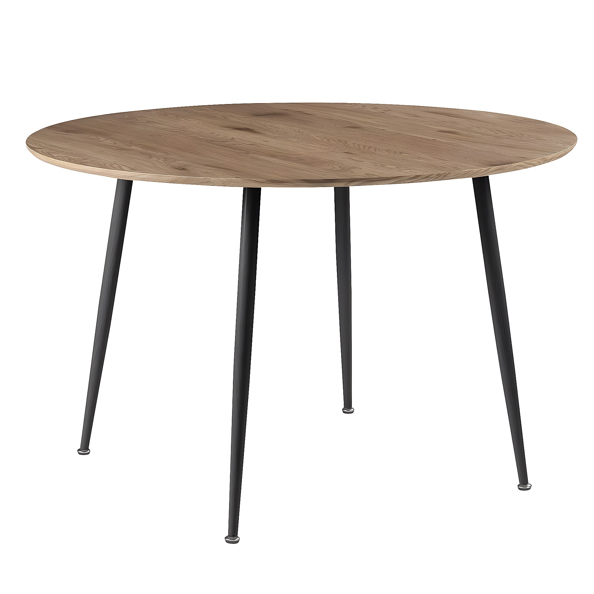 HANOI - Ensemble Table Ronde 110 Effet Bois + 4 Chaises Greiges