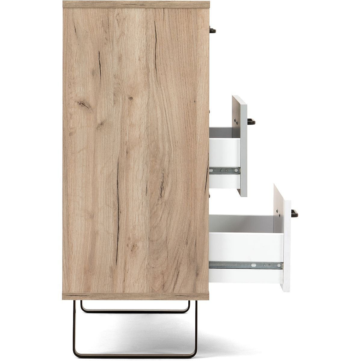 Commode 6 tiroirs multicolore gris et chêne 120 cm - Bari