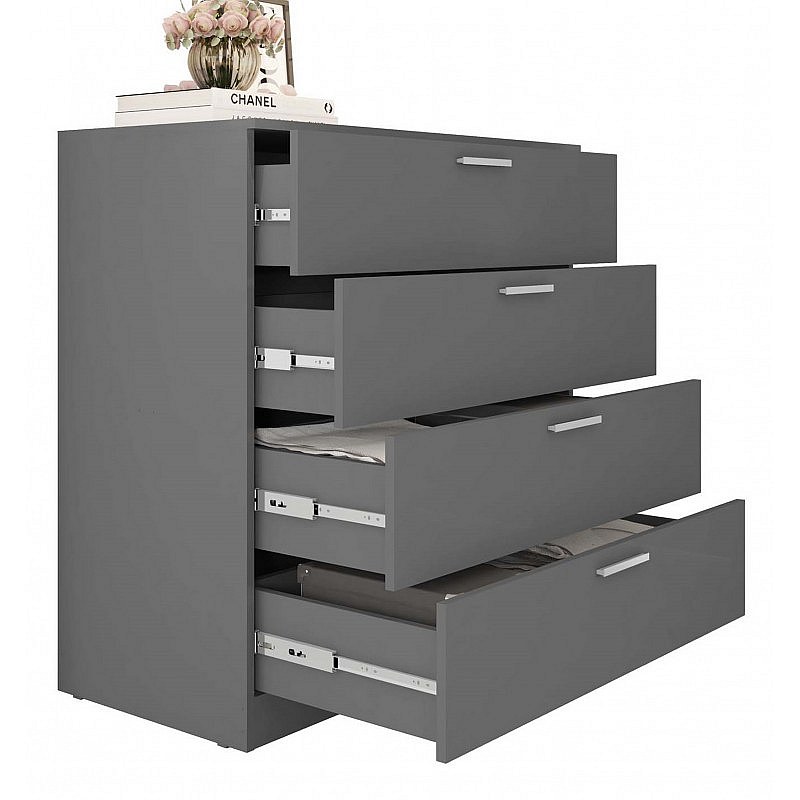 Commode 4 Tiroirs Grise BRIXTON