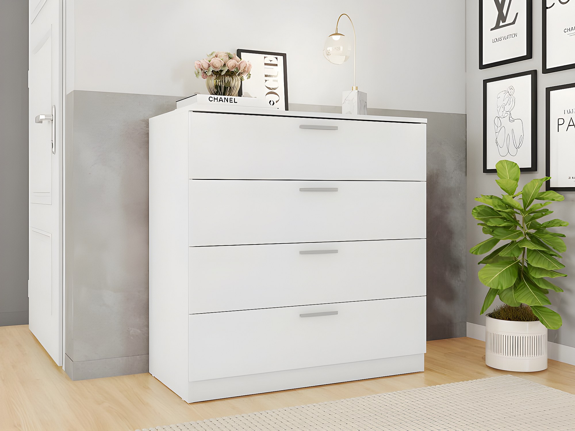 Commode 4 Tiroirs Blanche BRIXTON