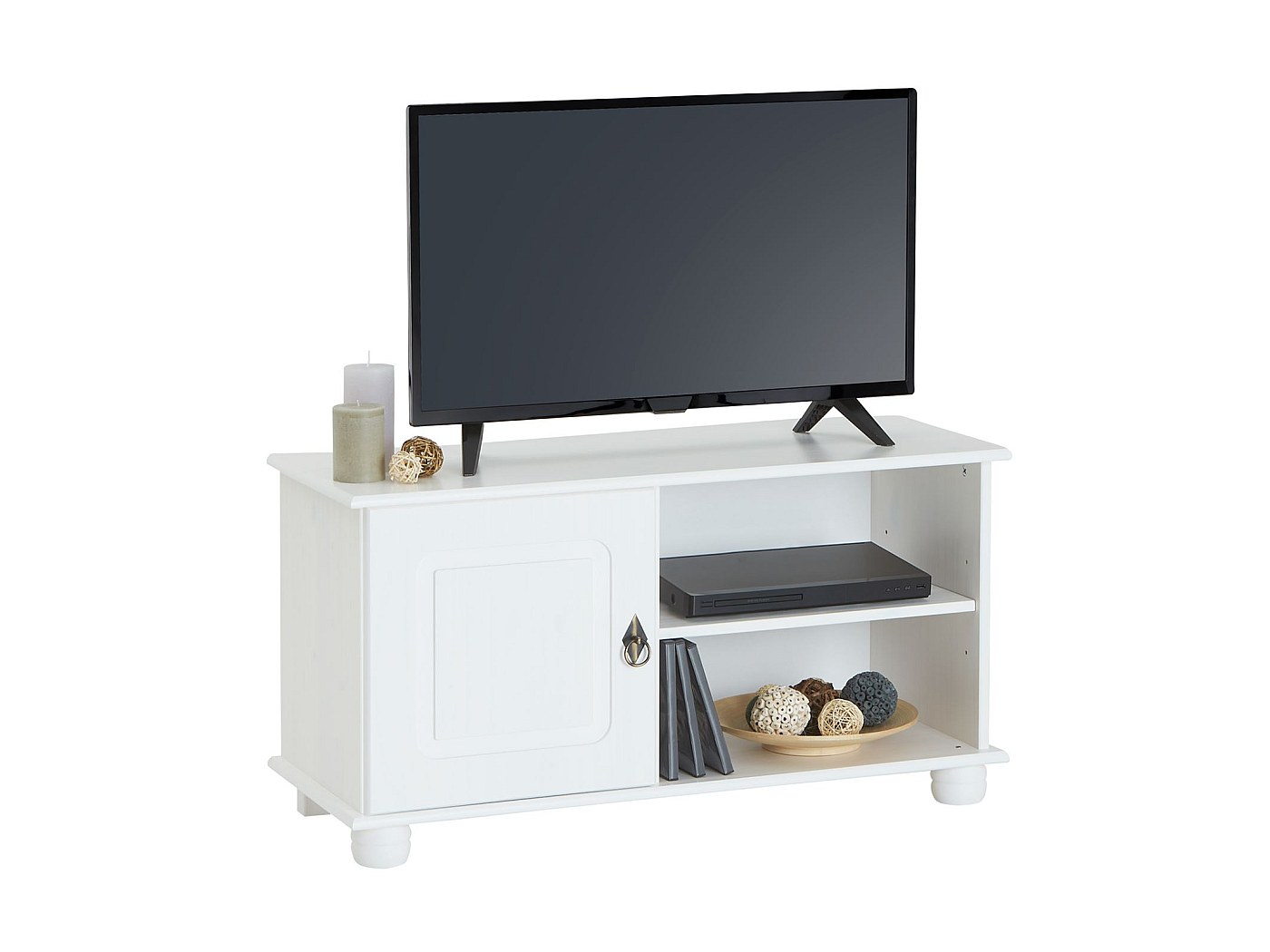 Meuble TV BELFORT banc télé de 94 cm en bois avec 1 porte et 2 niches ...