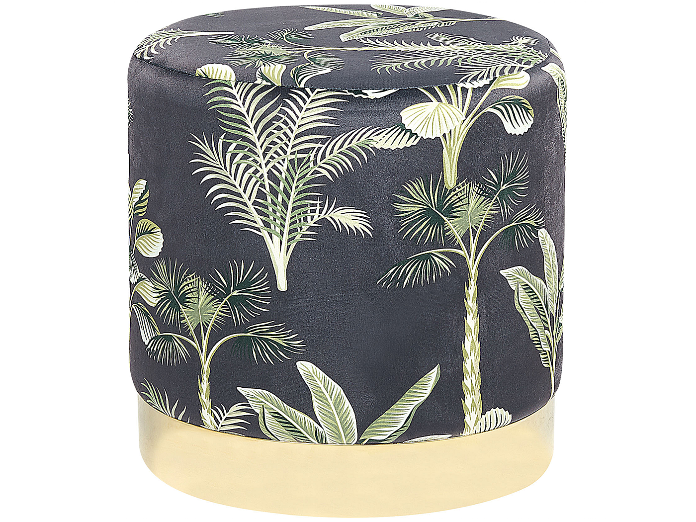 Pouf contenitore velluto bianco nero e verde ⌀ 38 cm WRILEY