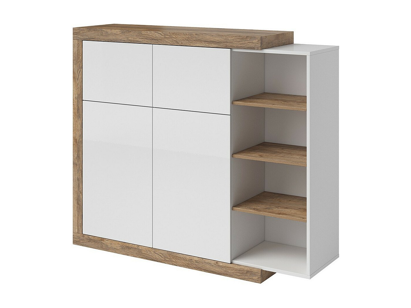 Vitrina pequeña modelo SINATRA – Roble y blanco brillante