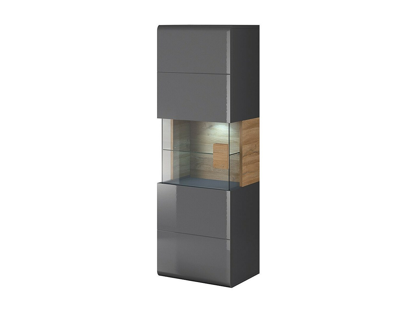 Vitrina colgante + LED colección OHIO color gris antracita y roble.