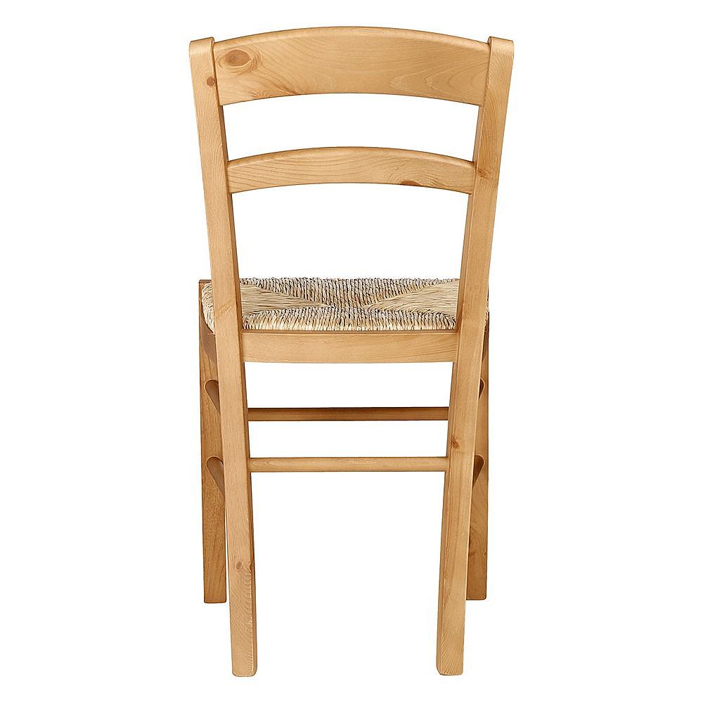 Chaise en bois à barreaux pin et paille rustique - Avoriaz