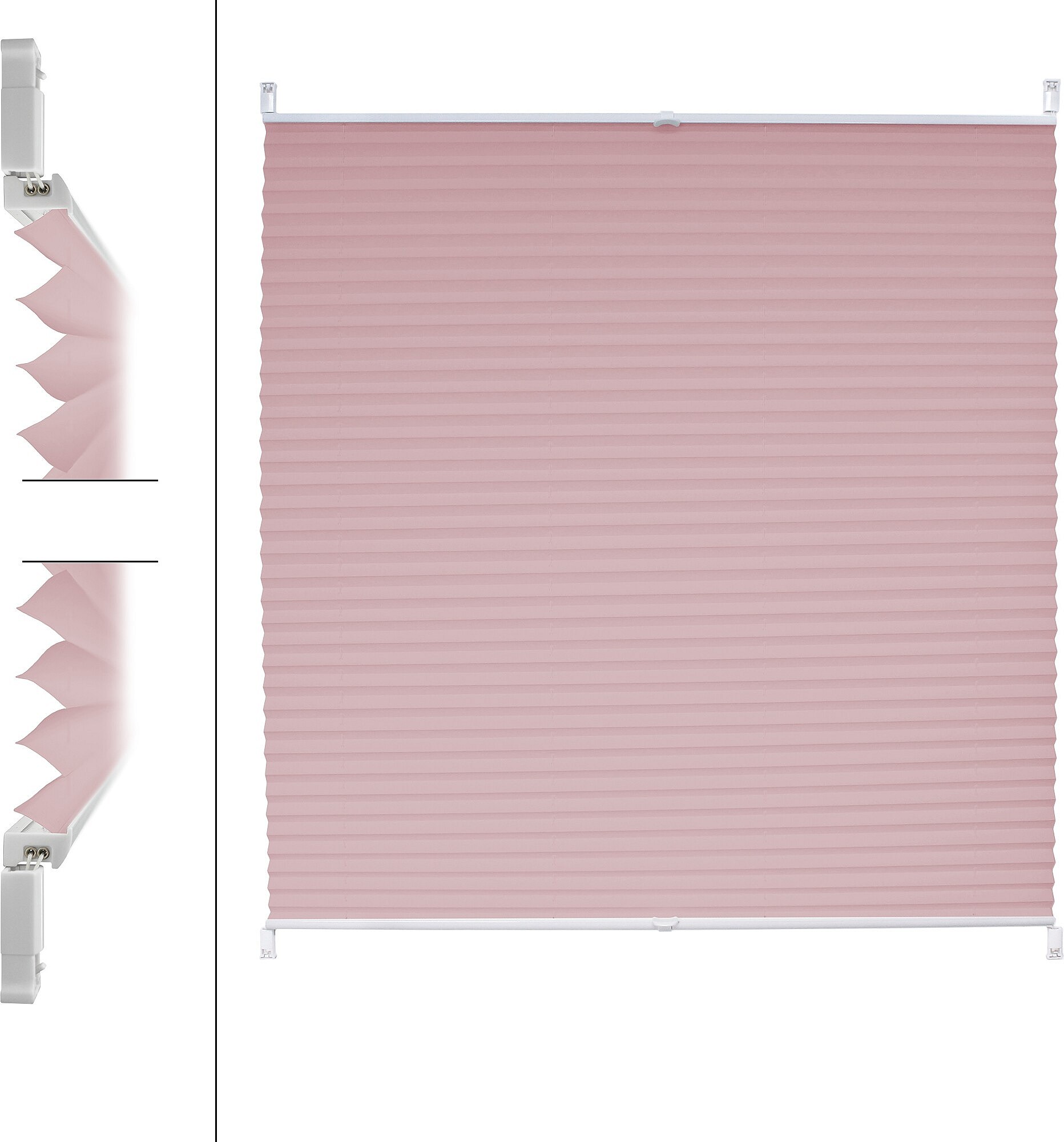 Tende plissettate Klemmfix 70 x 200 cm, rosa, senza foratura ECD Germany
