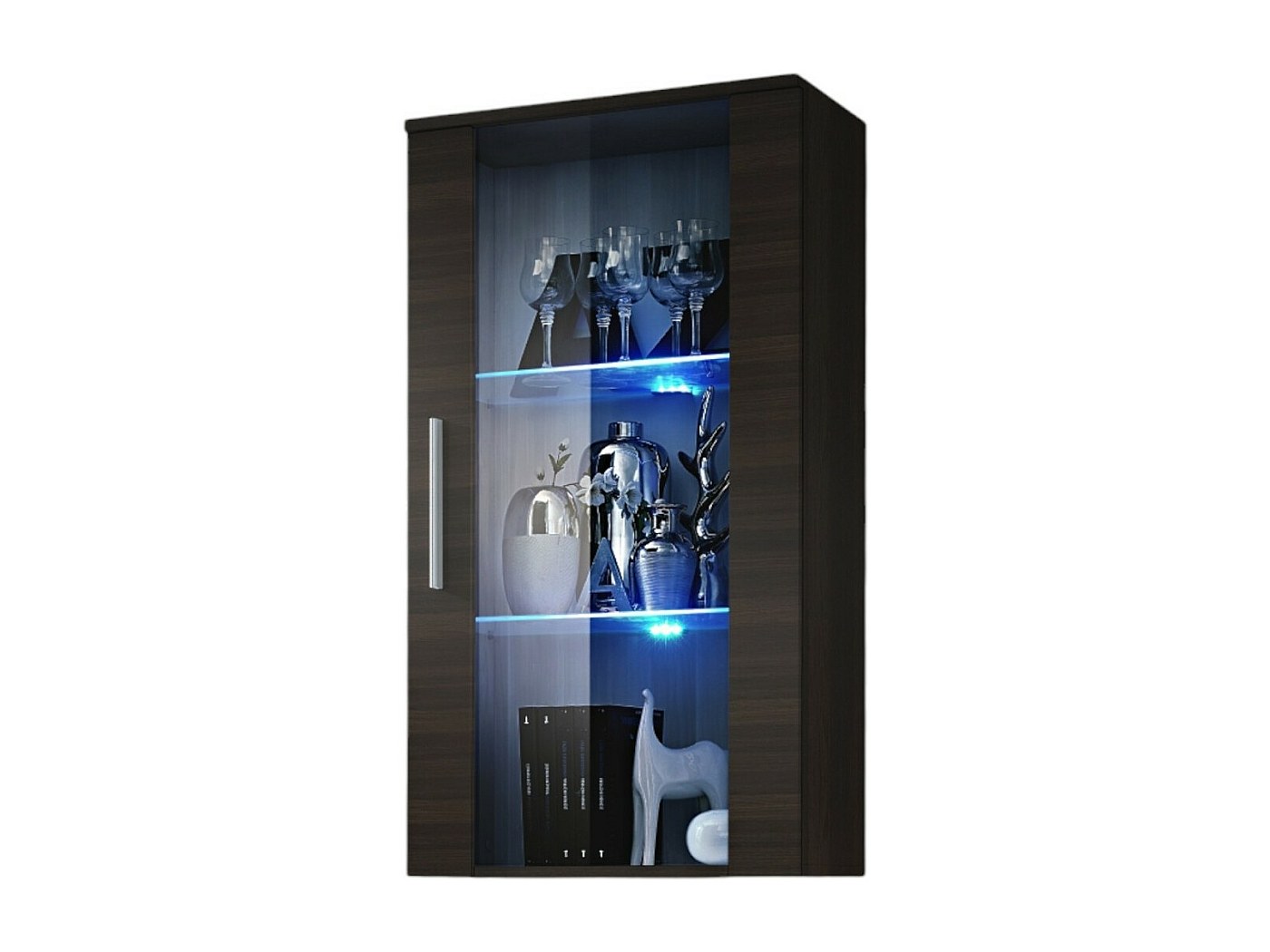 Vitrine LED Murale Design "Neo II" 110cm Wengé avec système LED.