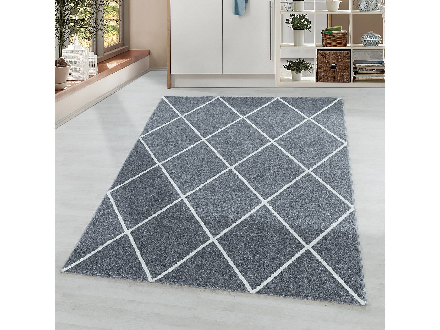 SCANDI Colors - Tapis Scandinave coloré - Gris et Blanc 240 x 340 cm