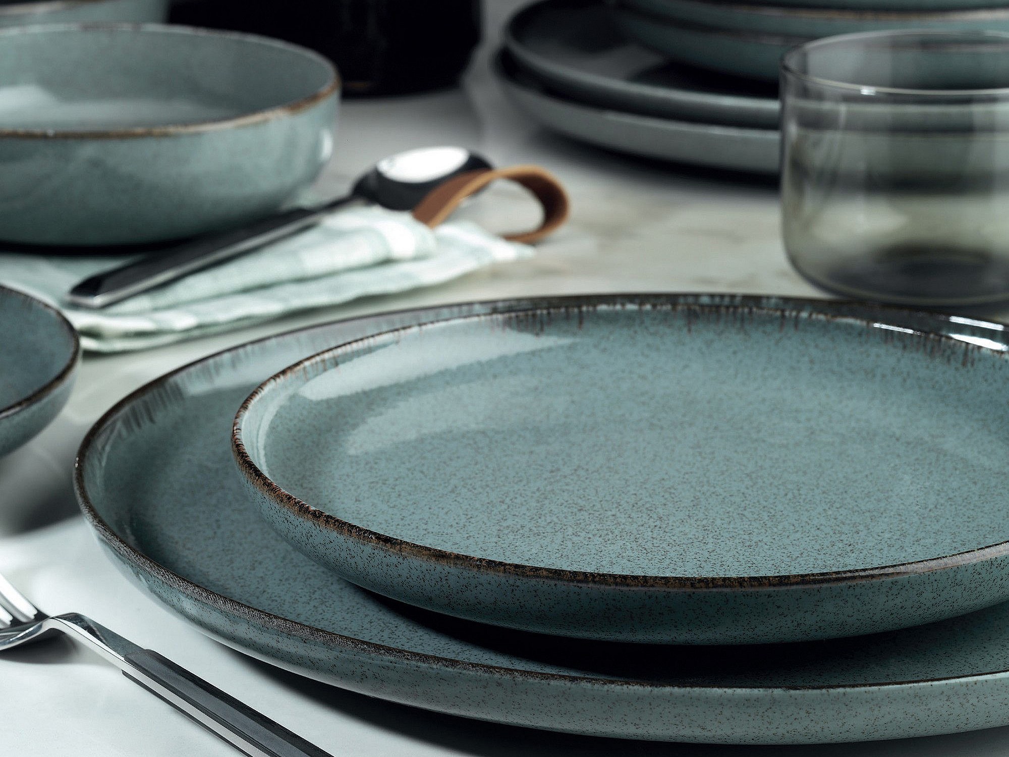 Geschirr-Set 18-teilig - Porzellan - Blau - SANCHA jetzt günstig und ...