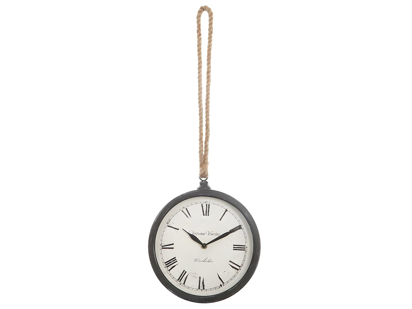 Pendule murale en métal et corde en jute 26 x 30,5 cm