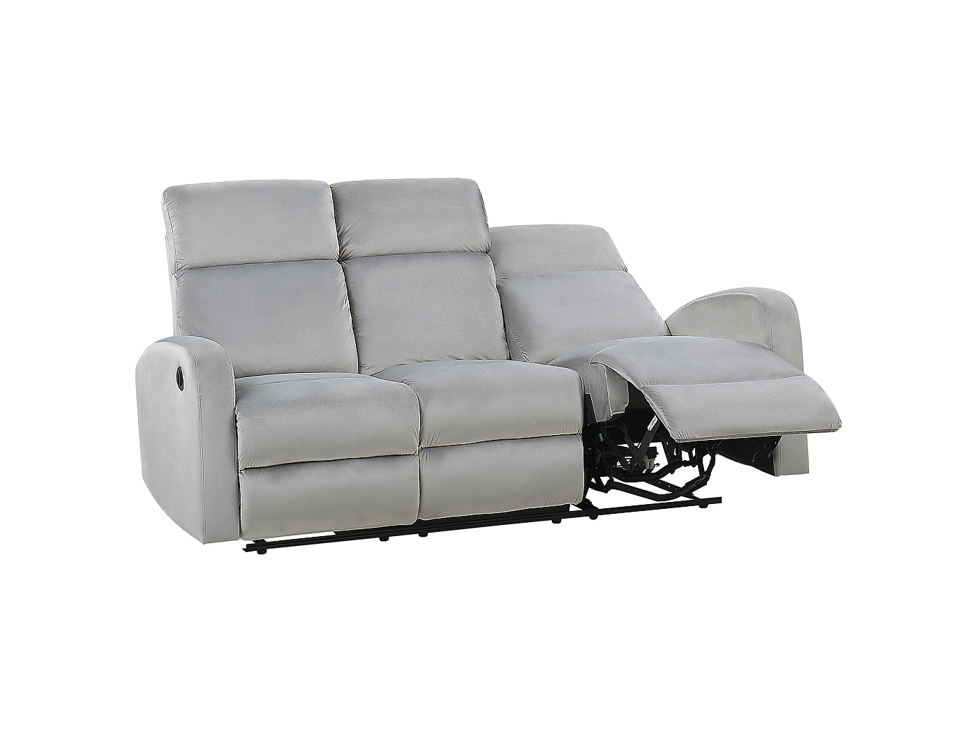 Canapé éléctrique inclinable 3 places en velours gris clair VERDAL