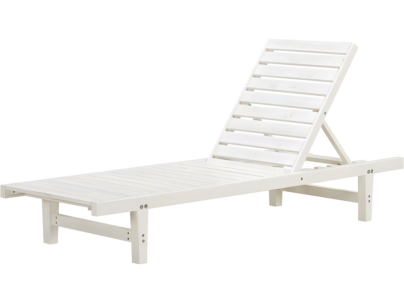 Ligbed van wit hout "Rawai", verstelbaar met comfortabele rugleuning