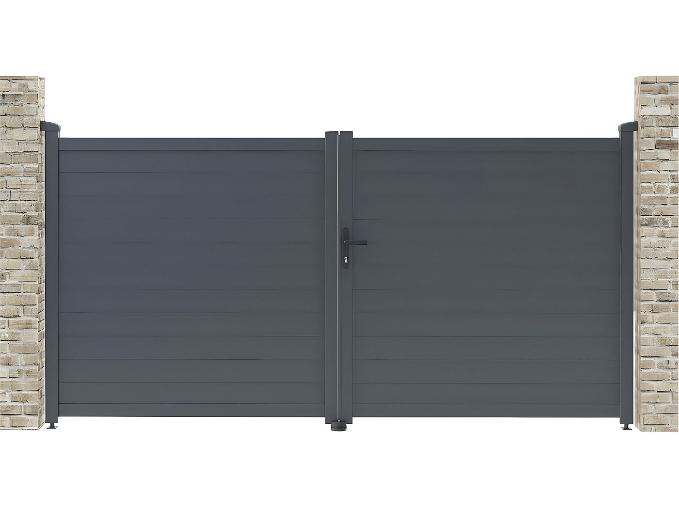 Aluminium poort "Marc" grijs 299,5 x 155,9 cm met slot en handvat