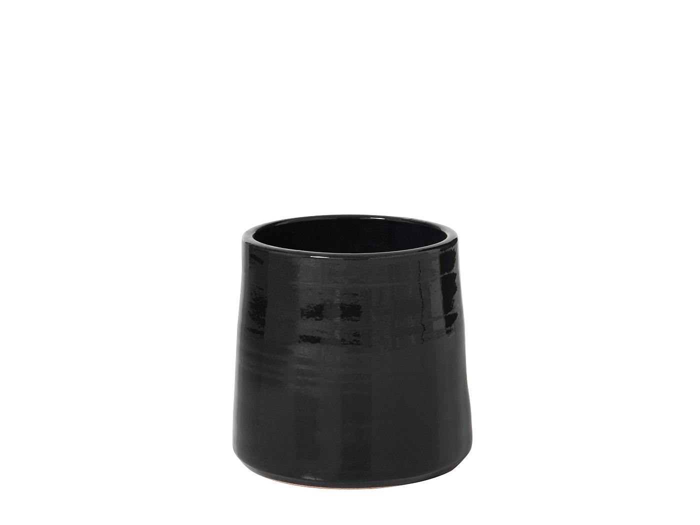 Cache-pot rond céramique noir h. 22 cm