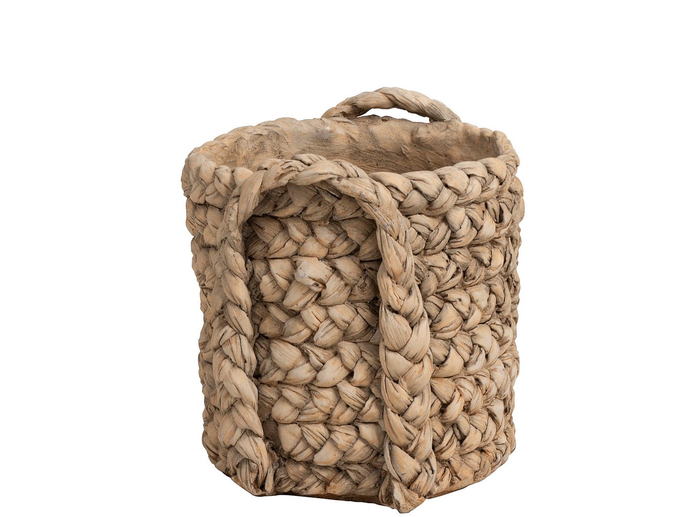 Cache-pot anses céramique naturel h. 21 cm