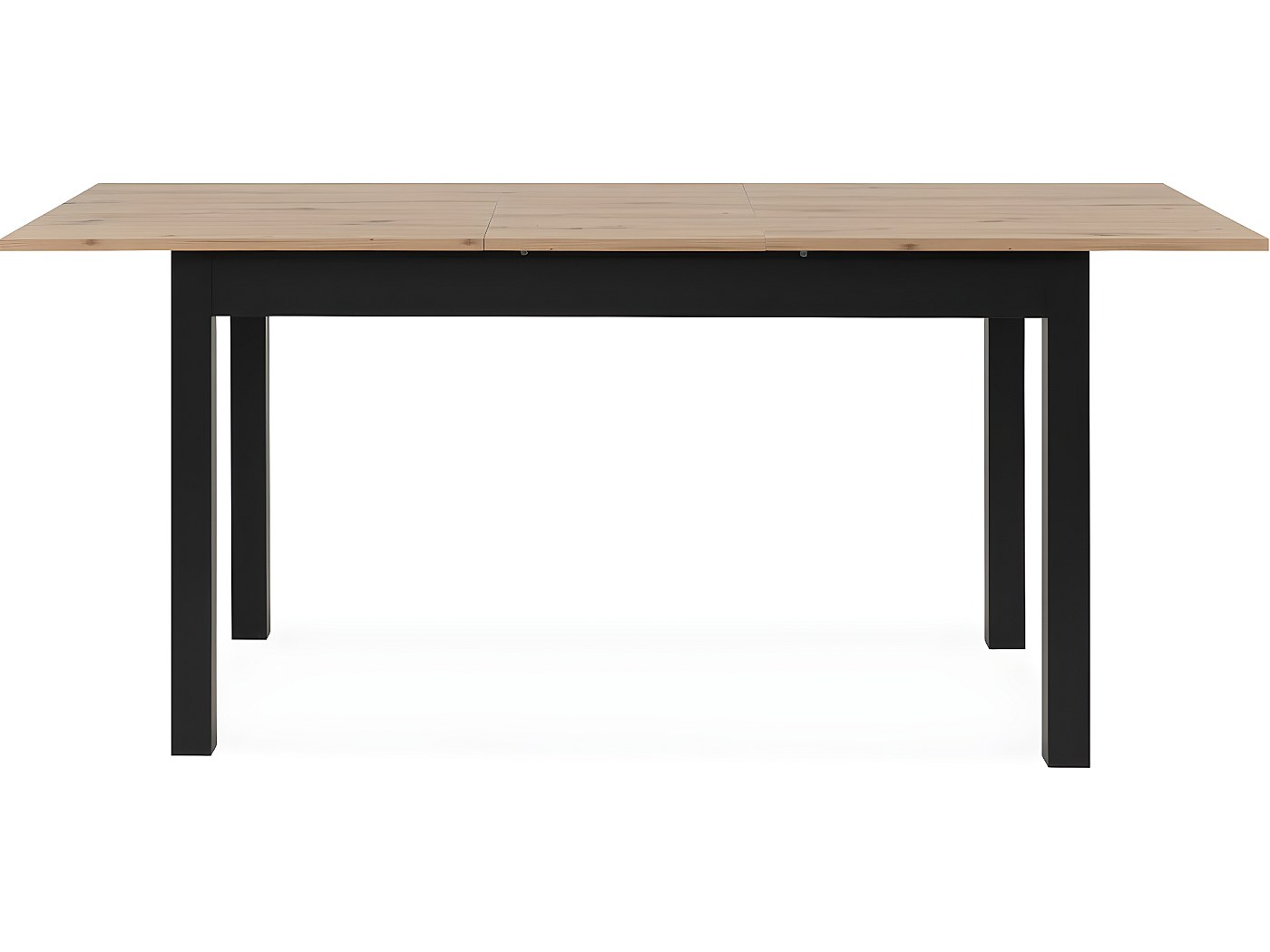 Table à manger extensible 80/120 cm effet chêne, piètement noir - Santa