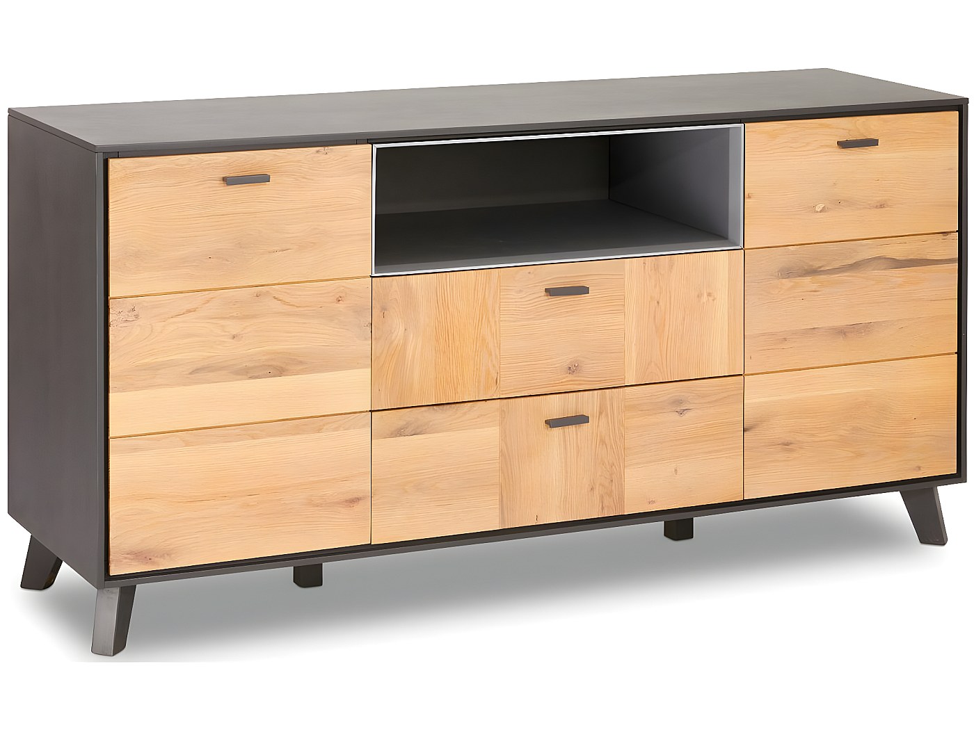 Sideboard Sentosa - 2 Türen & 2 Schubladen - Eichenholz & MDF - Natur/Grau