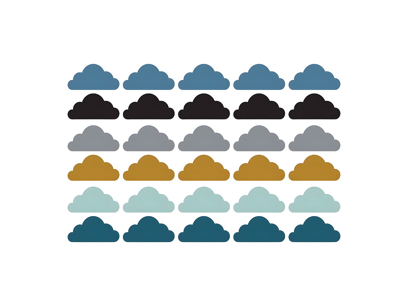 Stickers muraux en vinyle nuages bleu et moutarde