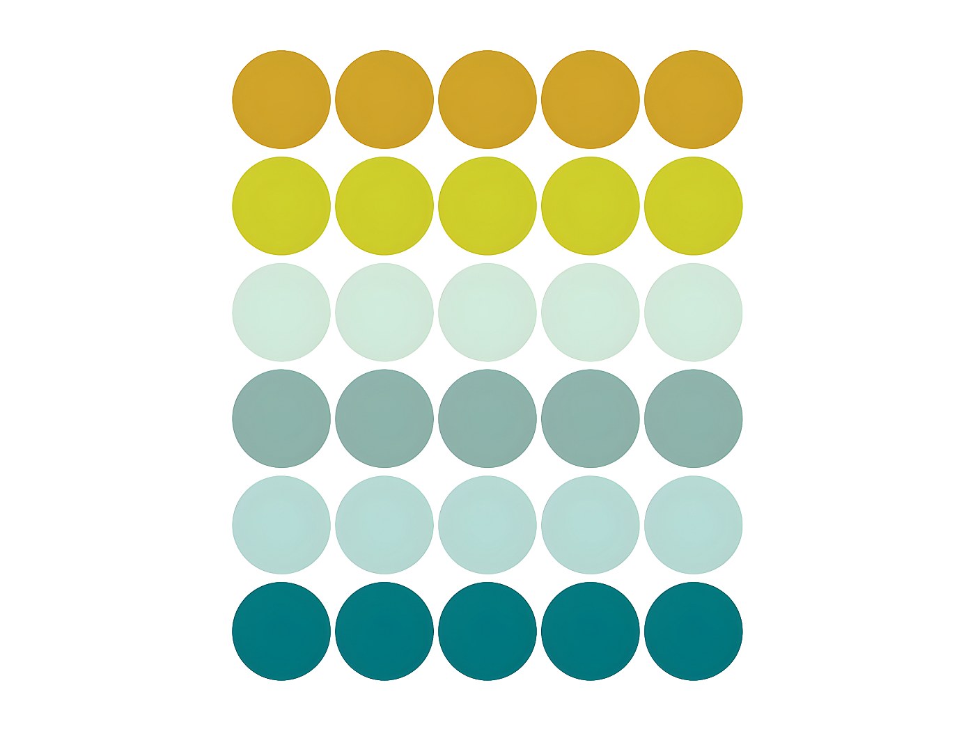 Stickers muraux en vinyle rondes vert et moutarde