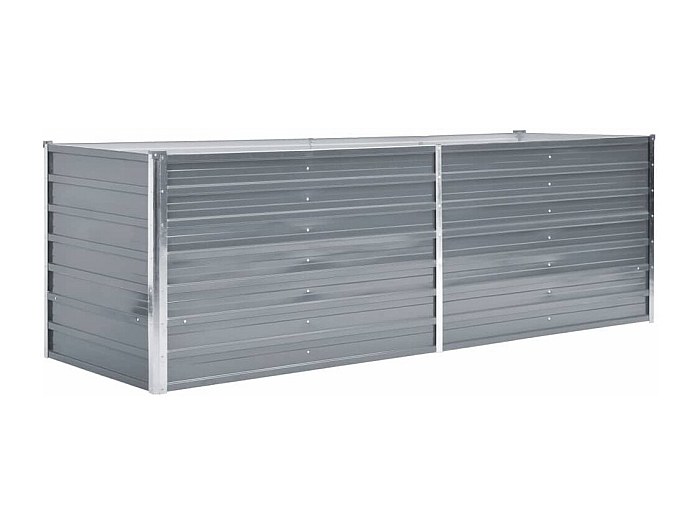 Fioriera rialzata piante fiori giardino acciaio zincato 240 x 80 x 77 cm grigio 02_0001105