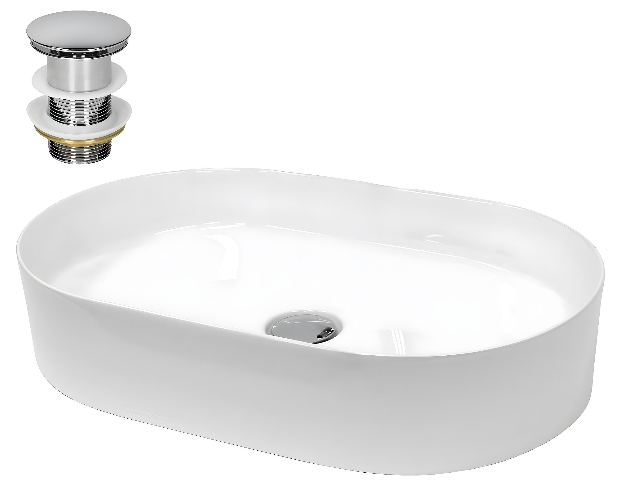 Lavabo in ceramica bianca con scarico a ribalta ECD Germany