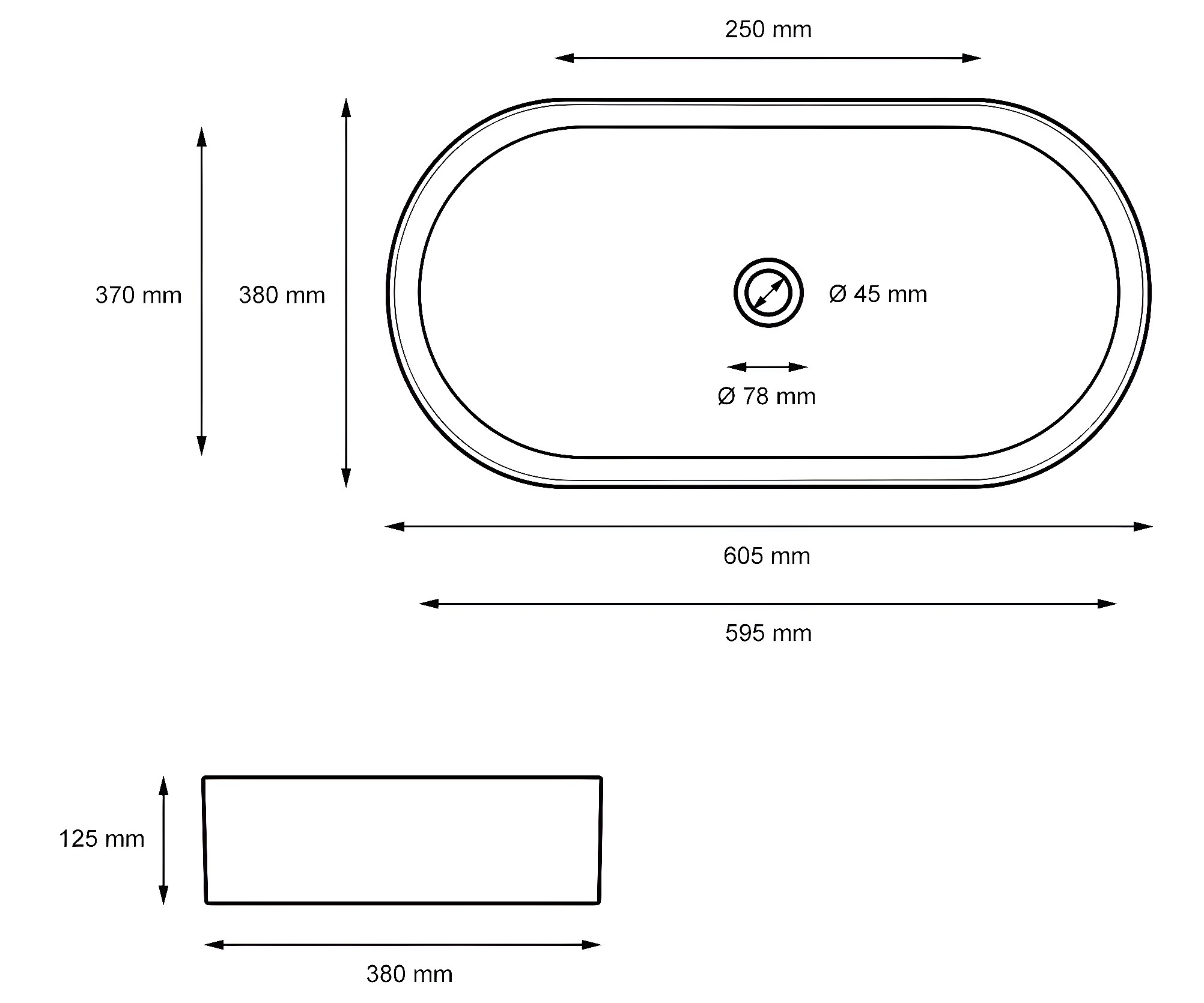 Lavabo in ceramica bianca con scarico a ribalta ECD Germany