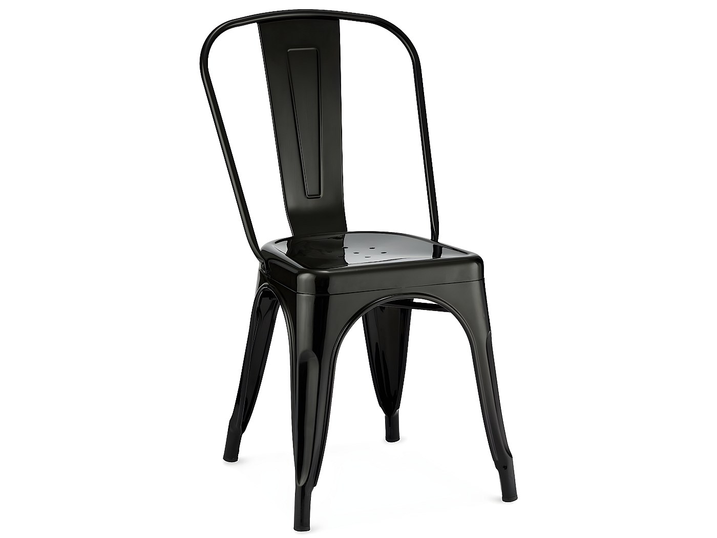 Set van 4 stoelen Korona - Met rugleuning - Stijl: Tolix & Metaal - Zwart