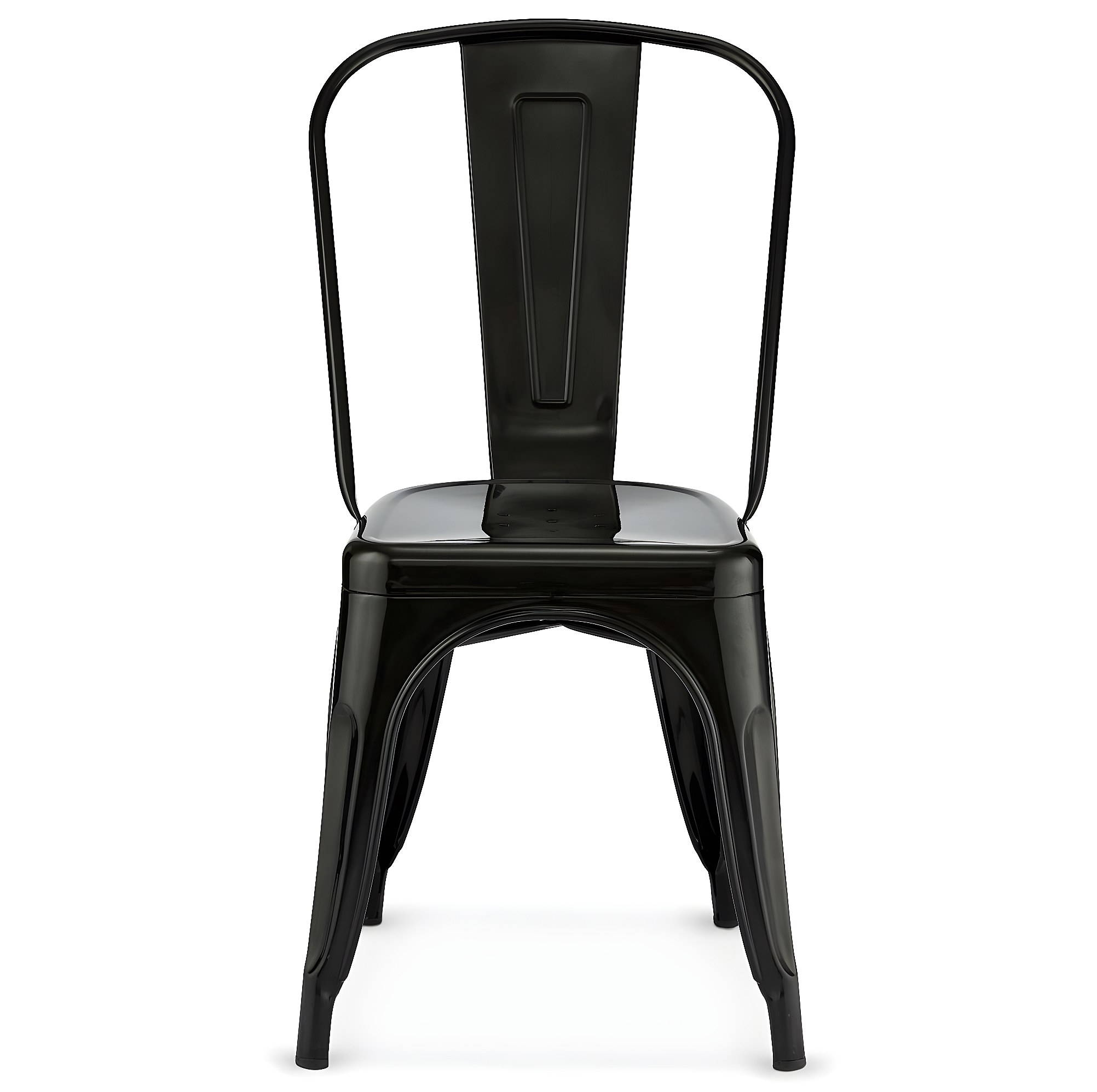 Set van 4 stoelen Korona - Met rugleuning - Stijl: Tolix & Metaal - Zwart