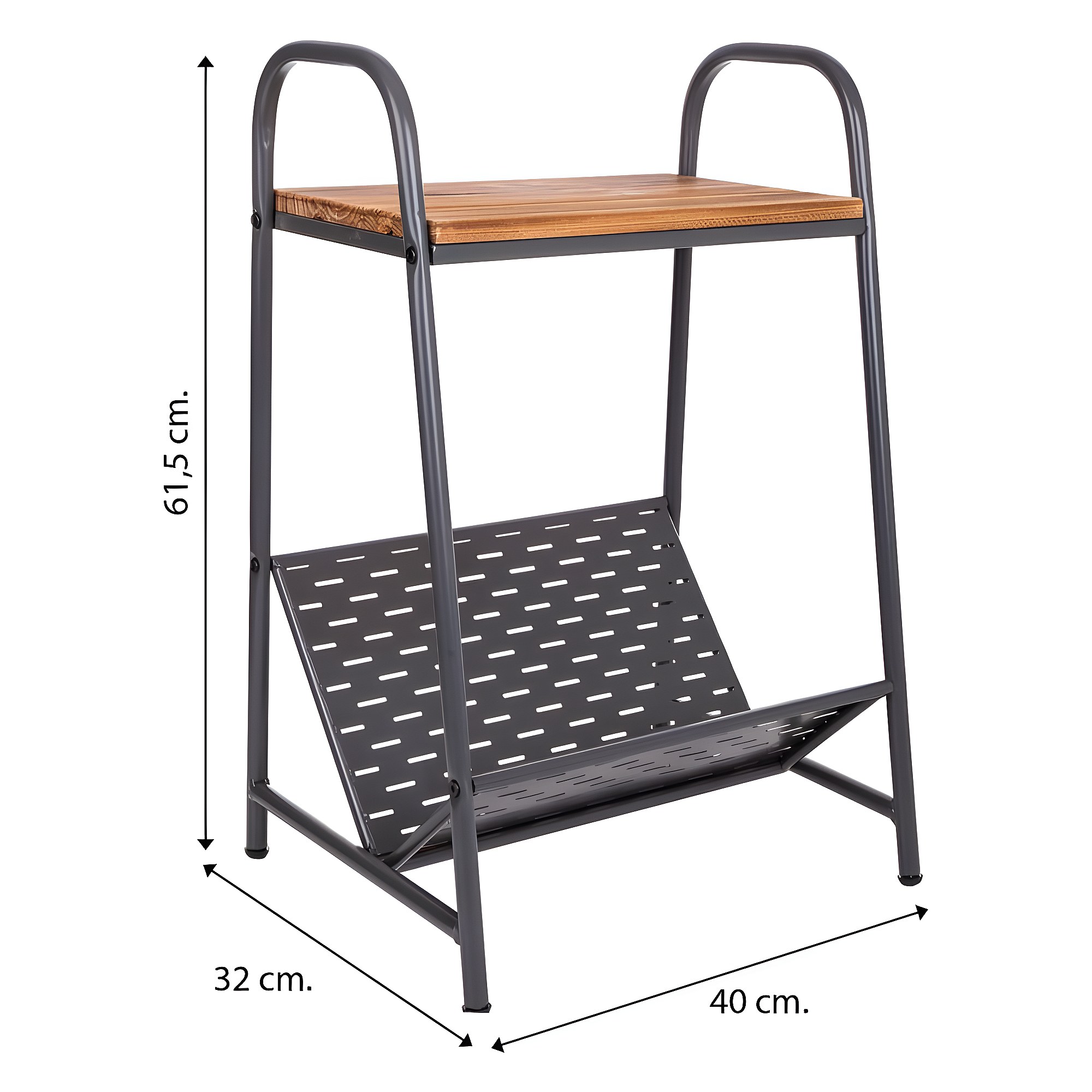 Table à revues en métal et bois