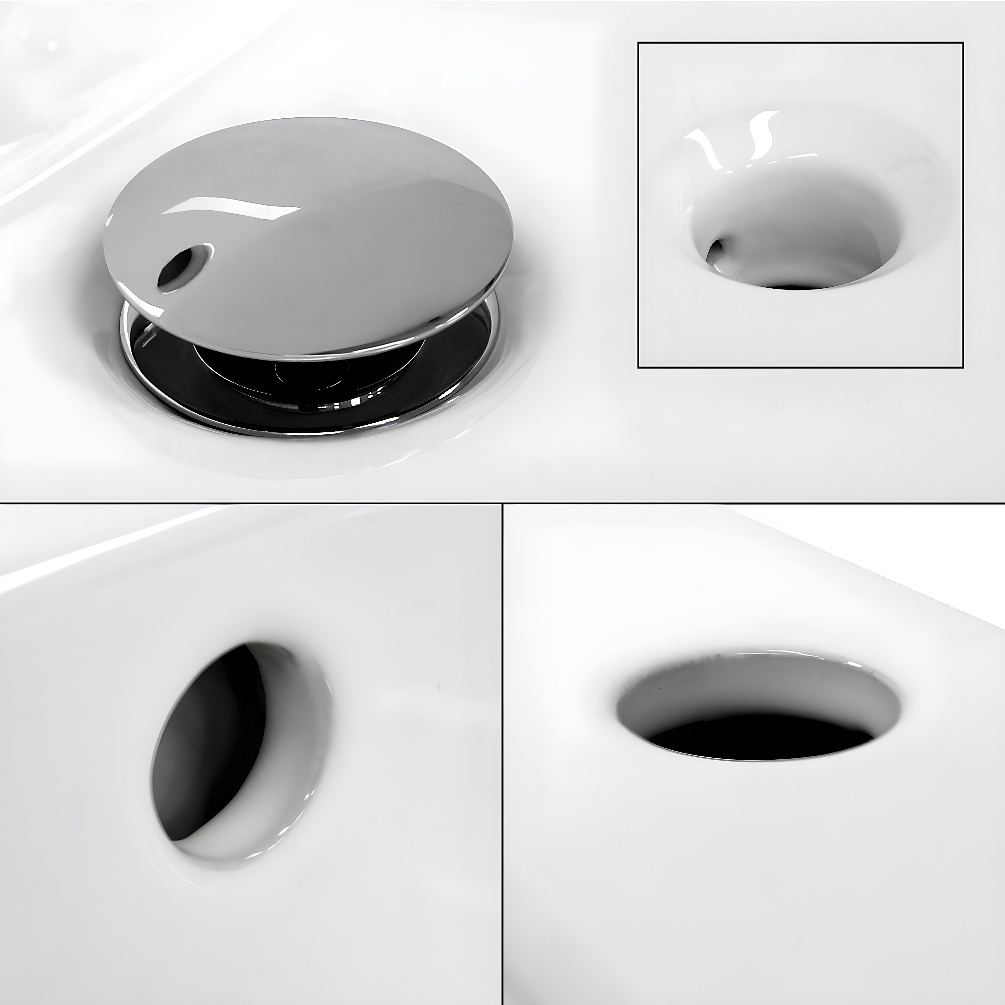 Lavabo de cerámica blanco con desagüe automático 810x465 mm ECD Germany