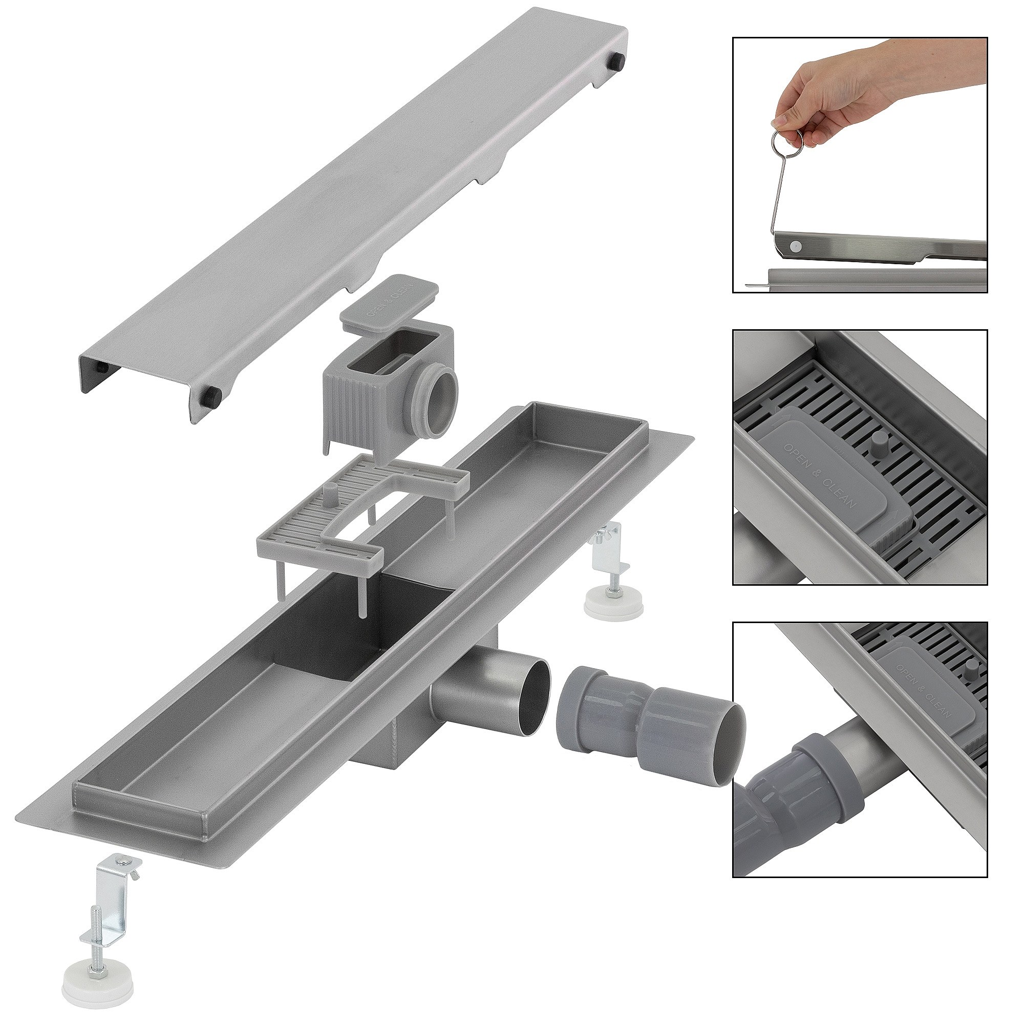 Caniveau de douche fermé en acier inoxydable canal de filtre drain á ...