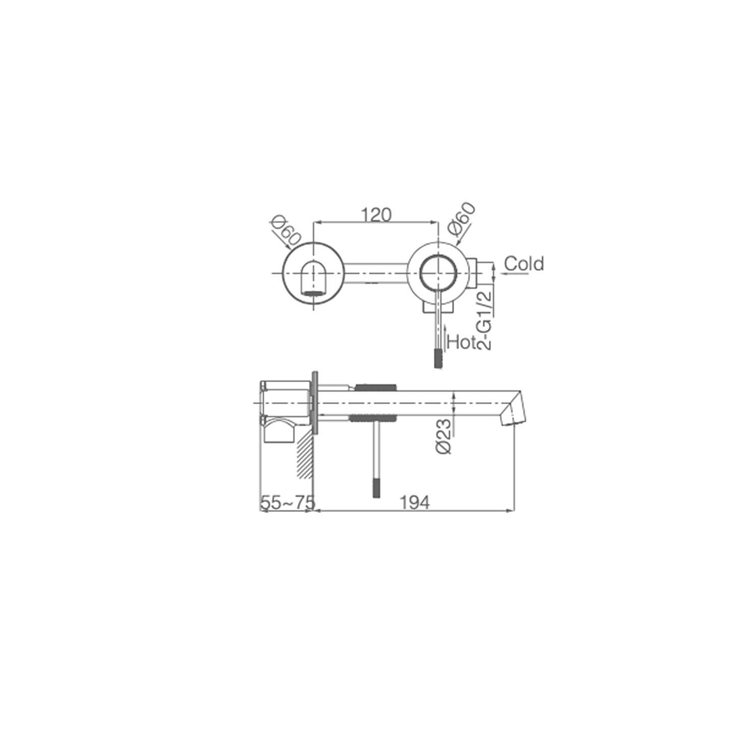 Mitigeur Lavabo Encastré IMEX LINE GLD038/GC Gris Champagne