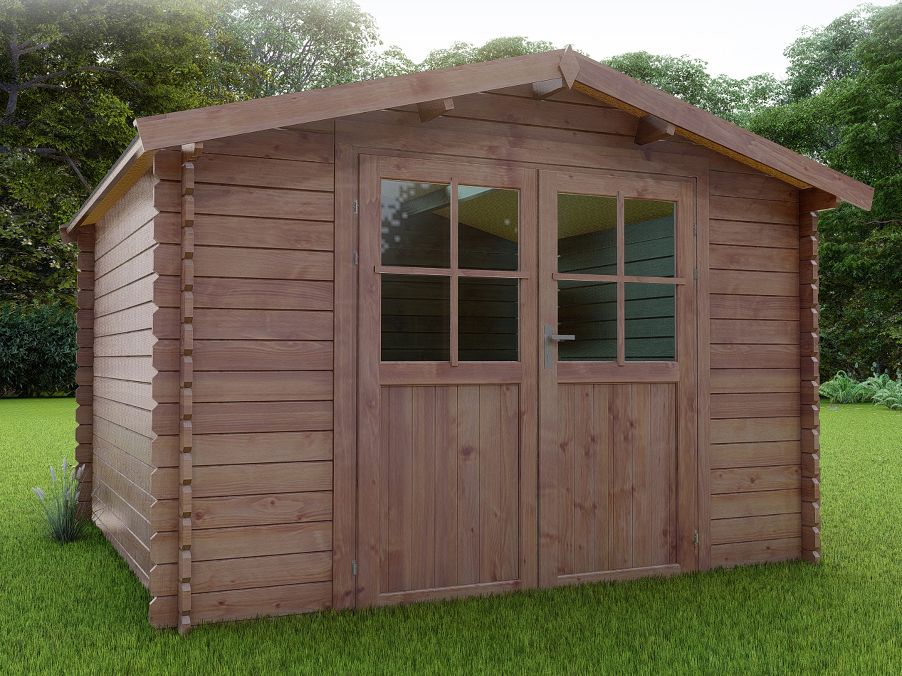 Tuinhuisje van autoclaaf behandeld hout van 8,8 m², dikte 28 mm, HORTUSA