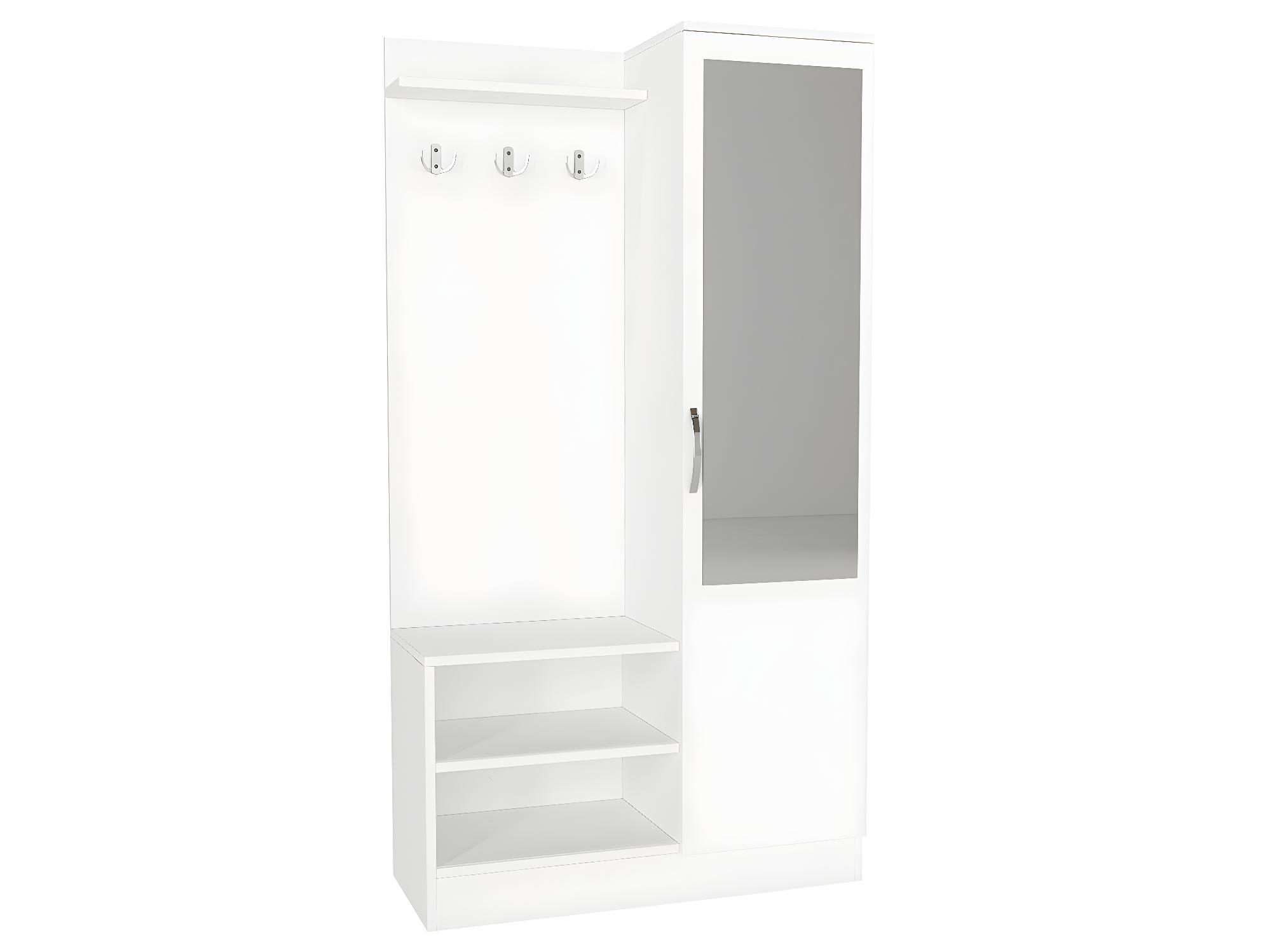 Garderobenschrank Mit 1 Tür 2 Ablagen And 1 Spiegel Weiß Winona