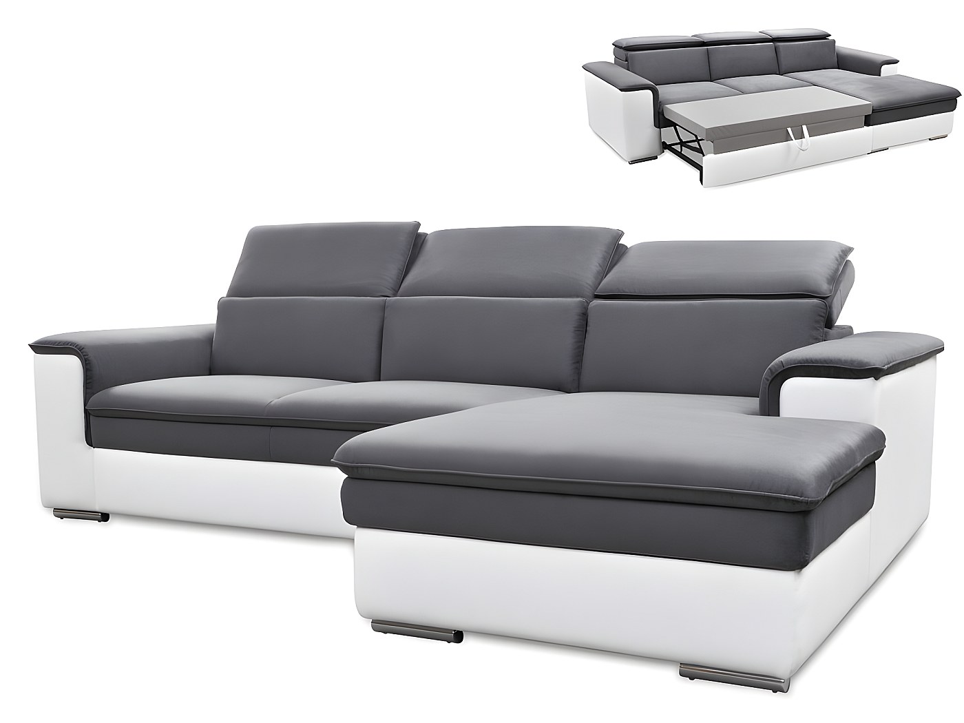 Divani angolari - Angolo a destra - Microfibra - Bicolore | Vente-Unique