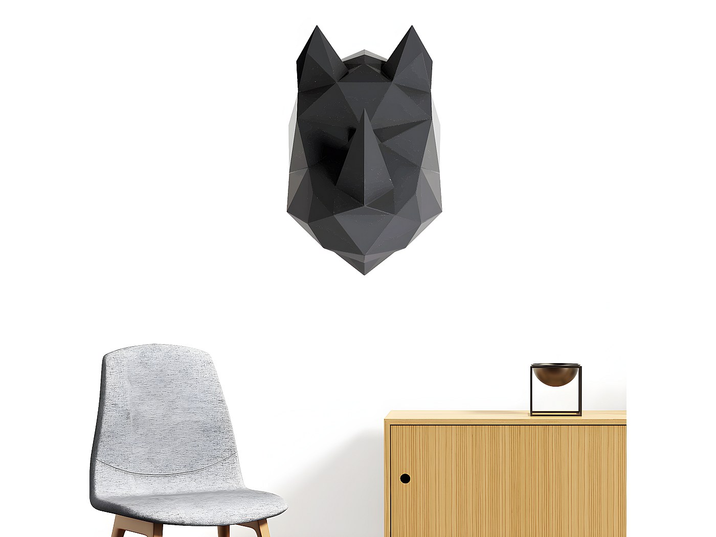 Sticker 3D origami rhinocéros noir 90 x 55 cm
