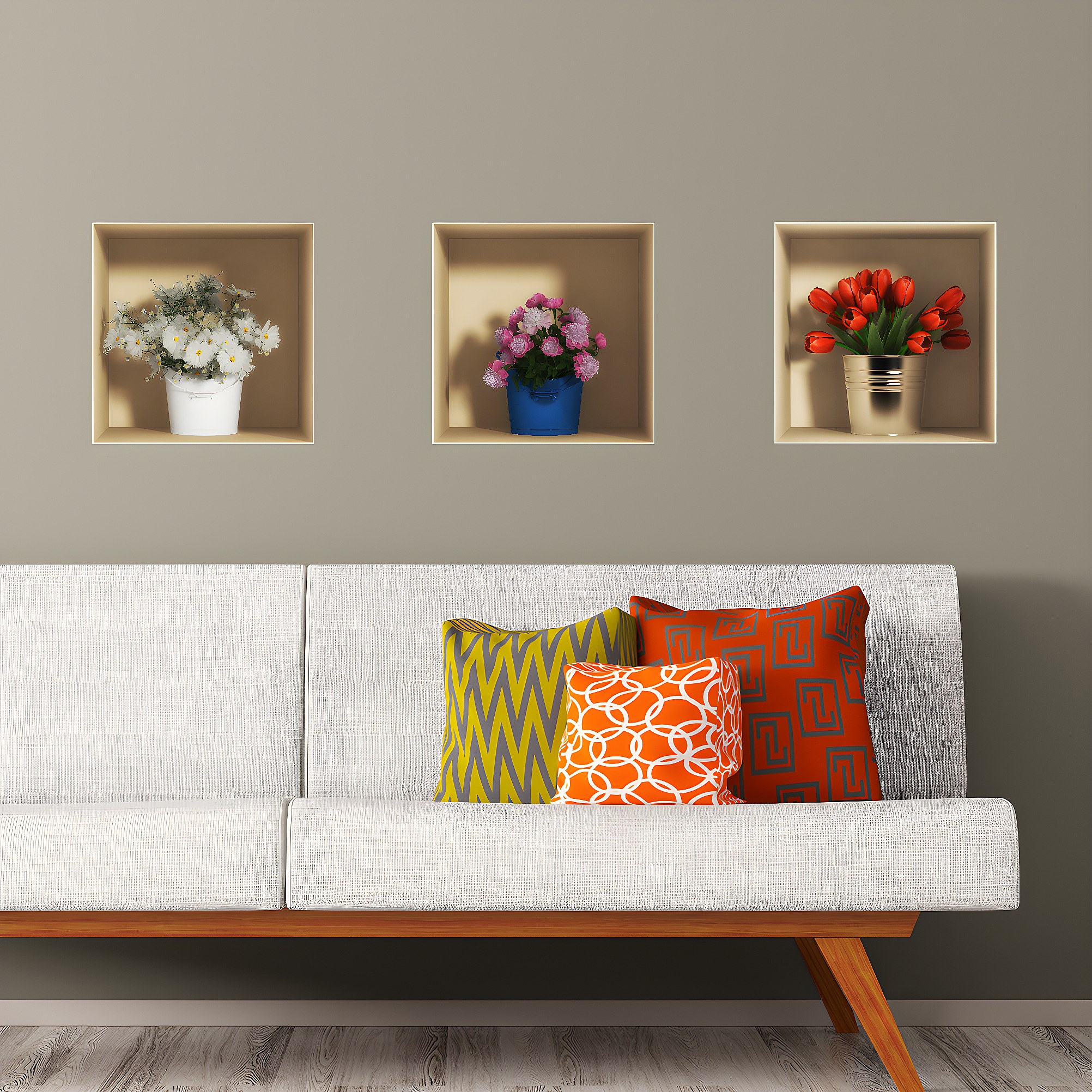 Sticker à effet 3D fleurs en bouquets 30 x 90 cm