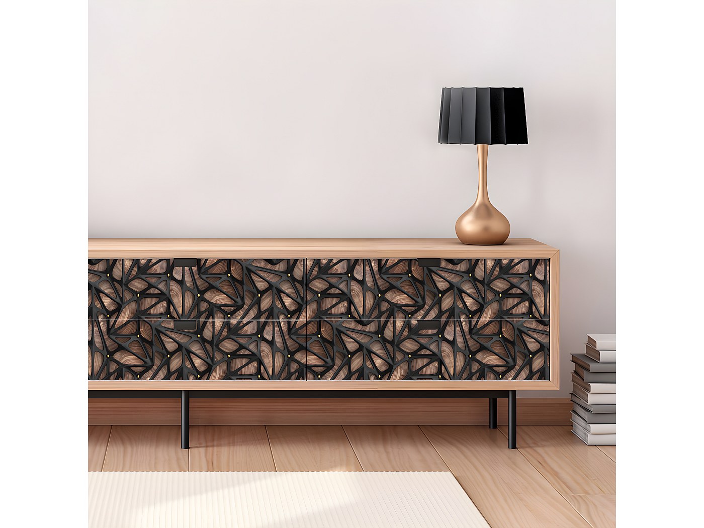 Sticker meuble scandinave bois design noir 60 x 90 cm