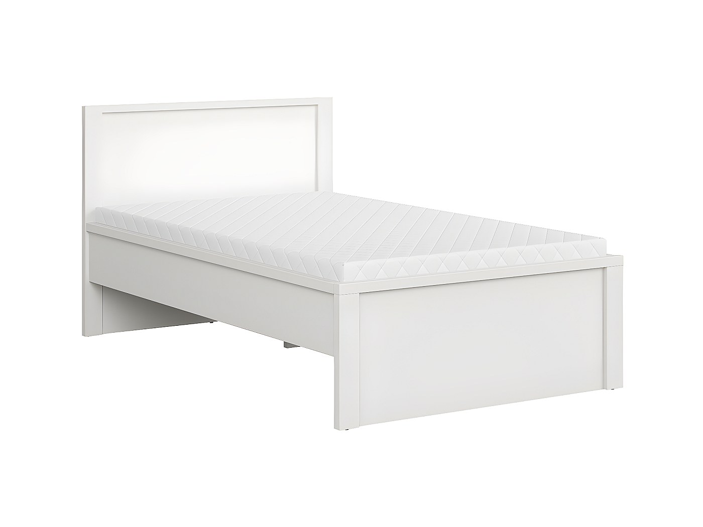 Lit 120x200 tête de lit haut Soren Blanc