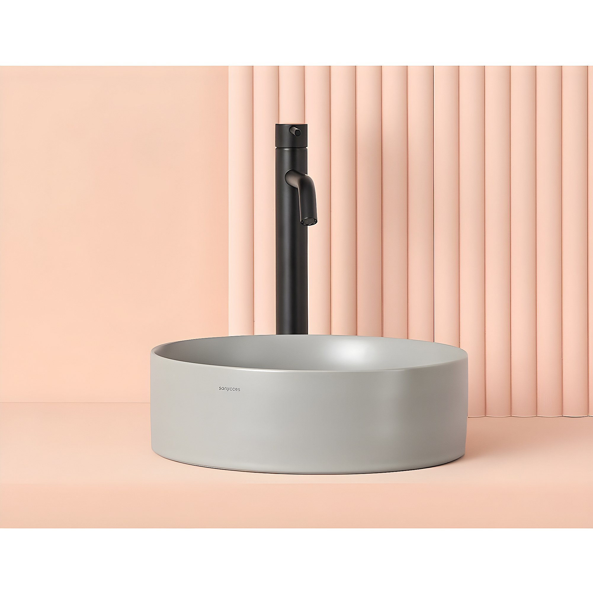 Vasque à poser ronde en céramique MARSALA gris mat Ø36.5 cm