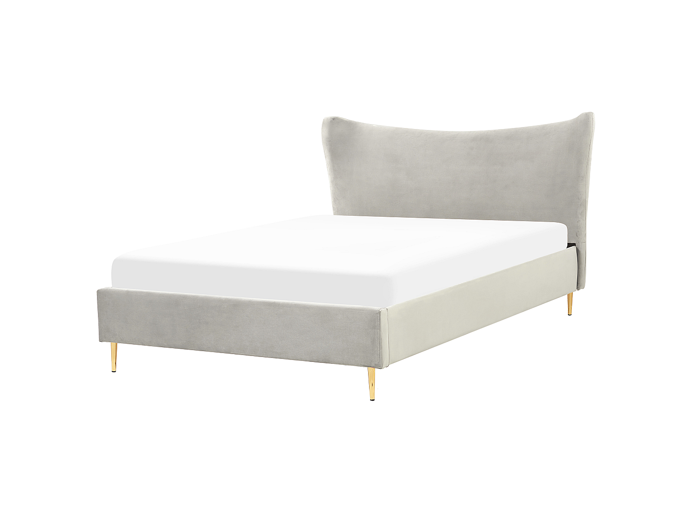 Letto con rete a doghe velluto grigio chiaro e oro 160 x 200 cm CHALEIX