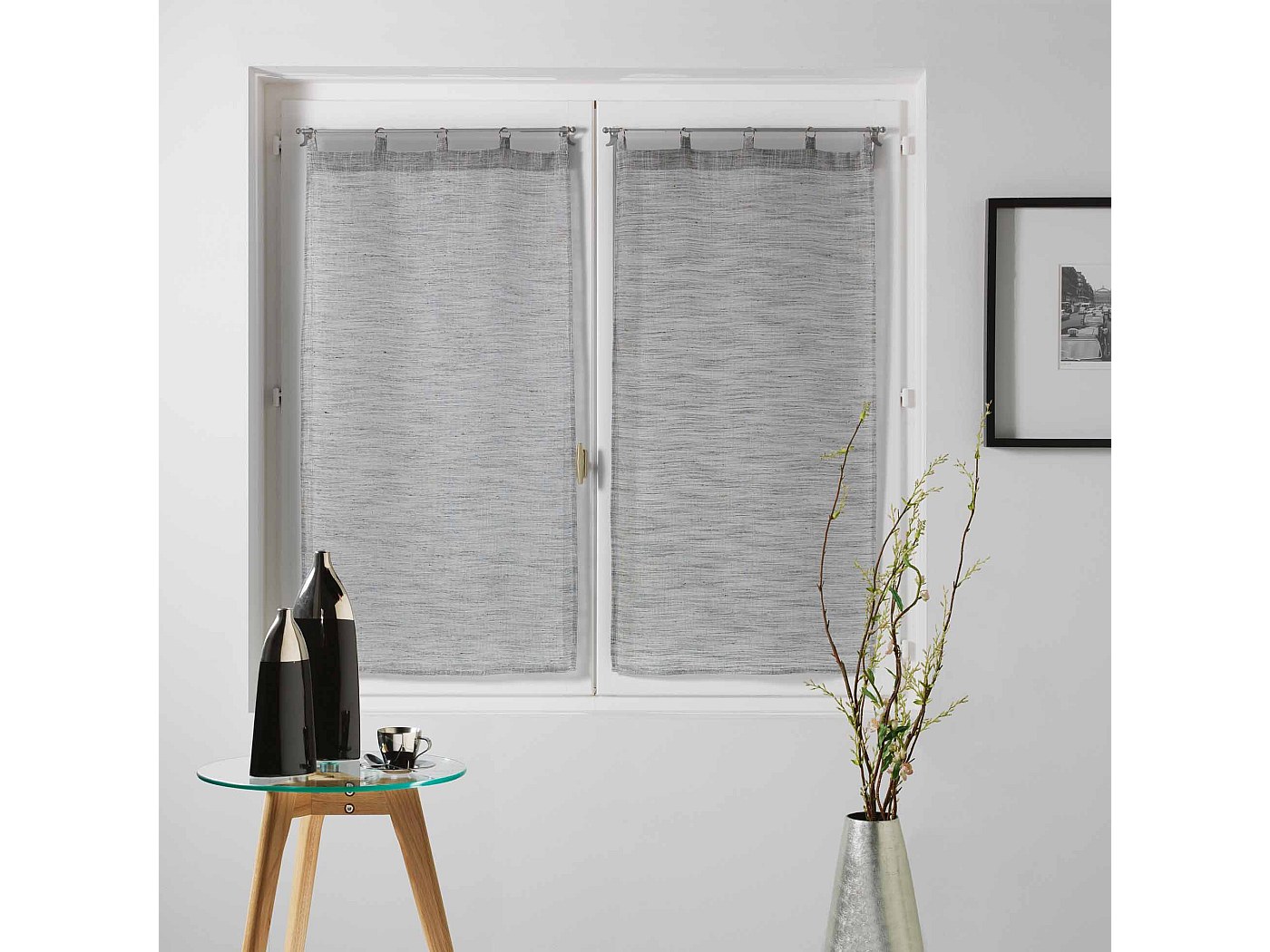 Paire de rideaux Voile 60x90cm Milza anthracite