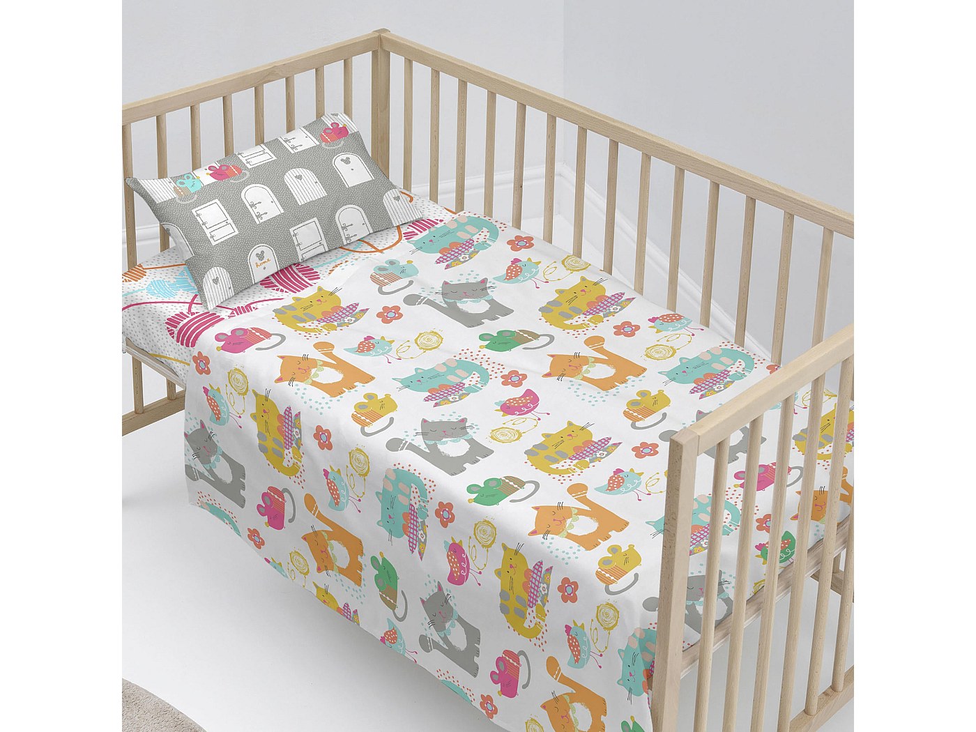 Parure drap Berceau 100x130 cm Cat & mouse