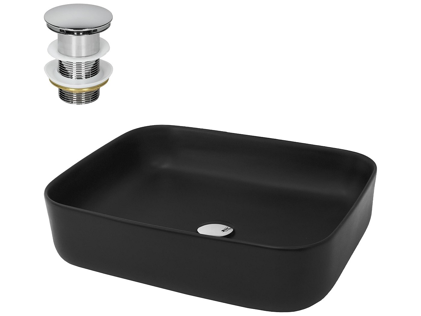 Lavabo céramique noir avec garniture de vidage lave-mains moderne ...