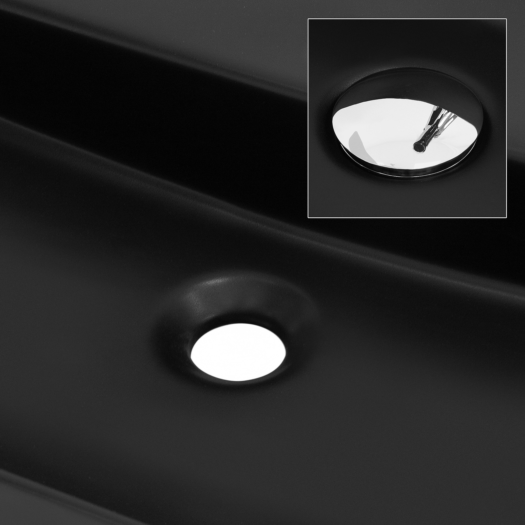 Lavabo oval de ceramica negra para cuarto de baño 800x400x120 mmML-DESIGN