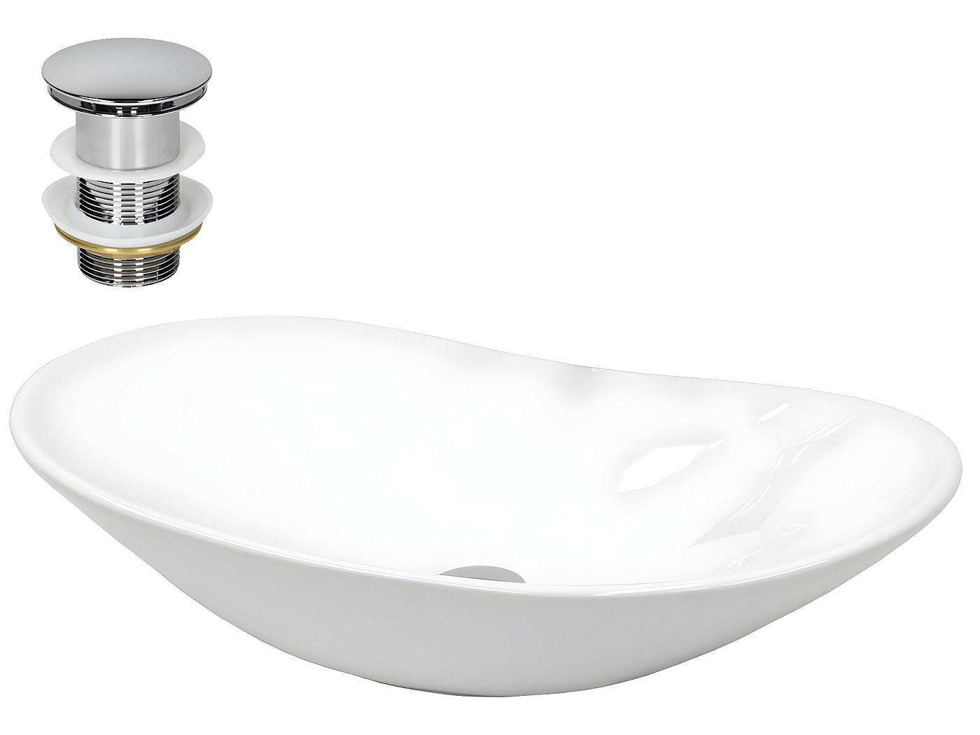 Lavabo in ceramica bianca con attacco 640 x 365 mm ECD Germany