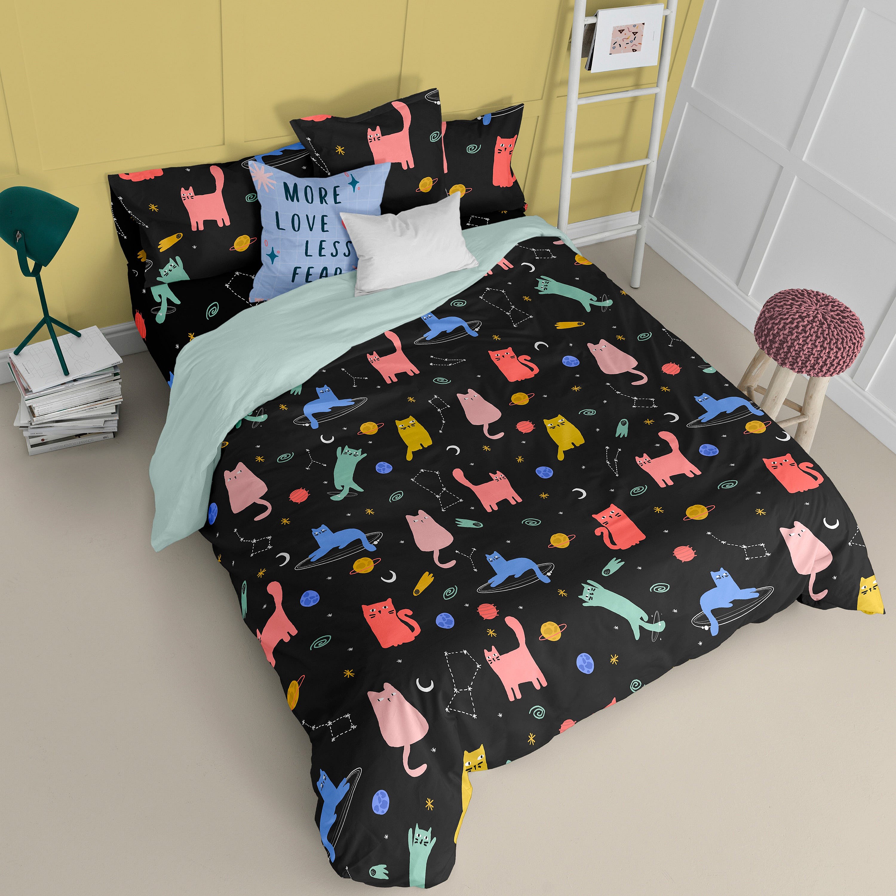 Housse de couette 260x240 cm Cosmic cats